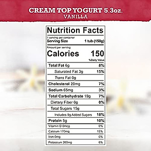 Brown Cow Cream Top Vanilla Whole Milk Yogurt, 5.3 oz. Cup - Creamy, Delicious Yogurt