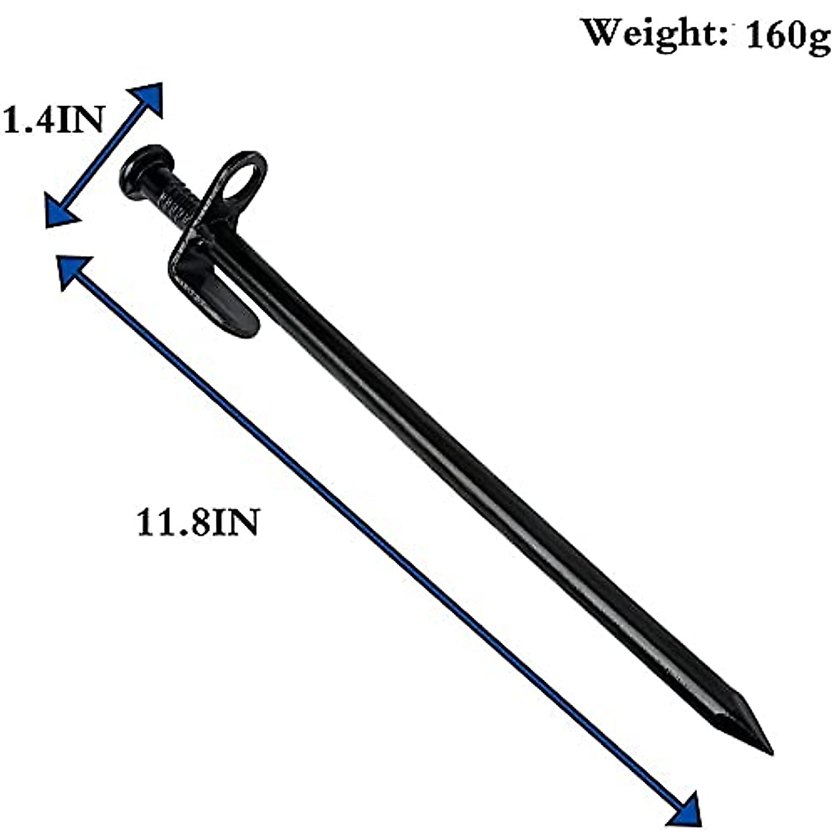 Tent Pile,Luminous Ring Storage Bag(8 Pieces) Sturdy Heavy Steel Tent Pile Ground Nail Metal Pile, Suitable for Outdoor Mountain Camping and Hiking (30cm)