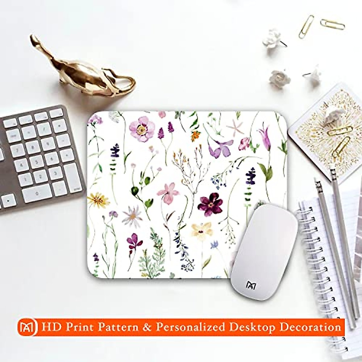 Armanza Square Mouse Pad Beautiful Flowers Plants, Personalized Premium-Textured Custom Mouse Mat Design , Washable Mousepad Lycra Cloth , Non-Slip Rubber Base Computer Mouse Pads for Wireless Mouse