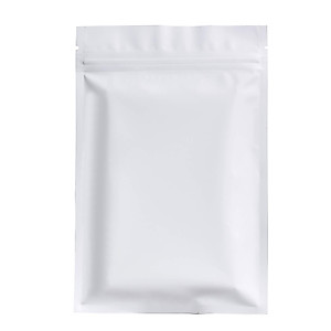 QQ Studio 100pcs Double-Sided Matte Foil Flat Packaging Zipper Seal Bags (4" x 6", Matte White)