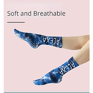EGEN Dye Tie Yoga Socks for Women Man Novelty Print Non Skid Socks Non Slip Grip for Pilates Barre Ballet Sport (Black)