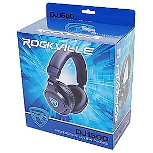 Rockville DJ Headphones w/Detachable Coil Cable, Case+Extra Ear Pad (DJ1500)