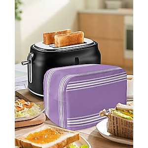 Toaster Dust Cover for Kitchen 2 Slice, Farmhouse Purple White Stripe Bread Maker Covers Toasters for Fingerprint Protector Washable Small Appliance Covers Accessories (12x7.5x8in)