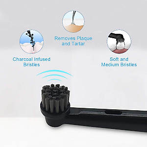 WuYan 16pcs Bamboo Charcoal Brush Heads for Oral B, Replacement Heads Rotation Type Electric Toothbrush Heads, for Pro Health/Triumph/Advance Power/3D Excel, Black Family Pack
