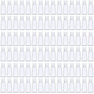 JAPCHET 100 PCS 1 oz Clear Plastic Travel Bottles with Flip Cap, Travel Size Refillable Flip Top Bottles, Small Portable Flip Cap Containers for Liquid, Lotion, Essential Oils, Shampoo and Toiletries