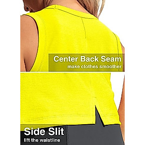 Hiverlay Workout Tank Tops for Women Sleeveless Athletic Cropped Tank Top Sports Gym Muscle Running Shirts Blazing Yellow XXL