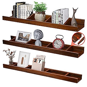 Floating Shelves Wood 36 Inches Long A4 Deep with Removable Dividers, Wall Shelves Wall Shelf, Rustic Floating Bookshelf, Wall Shelves for Bedroom, Long Picture Ledge Shelf Shelfs, Wall Bookshelf