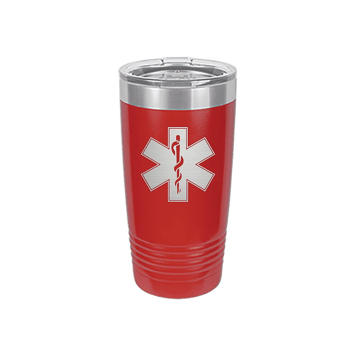 Rogue River Tactical EMT EMS Star of Life 20 Oz. Travel Tumbler Mug Cup w/Lid Paramedic (Red)