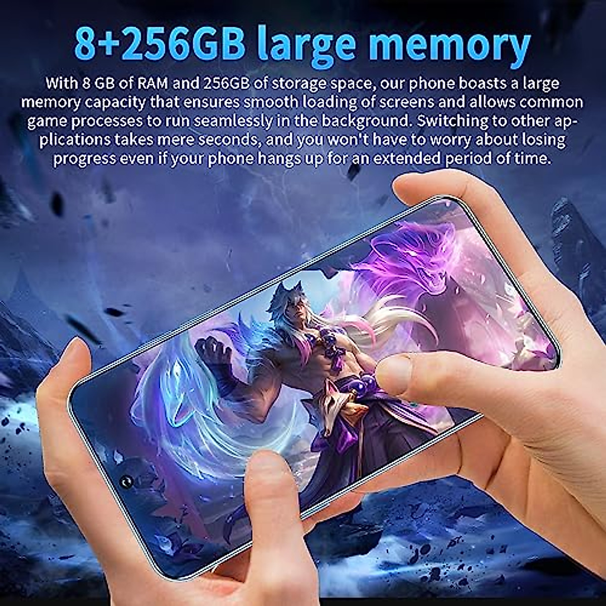 VSMOX Smartphones S23Ultra Cheap 5G, 8GB RAM 256GB ROM,128GB Expandable, 8000mAh Battery, Android 13, 108MP Camera, 5G Dual Sim Free Unlocked Mobile Phones,Blue-8GB 256GB