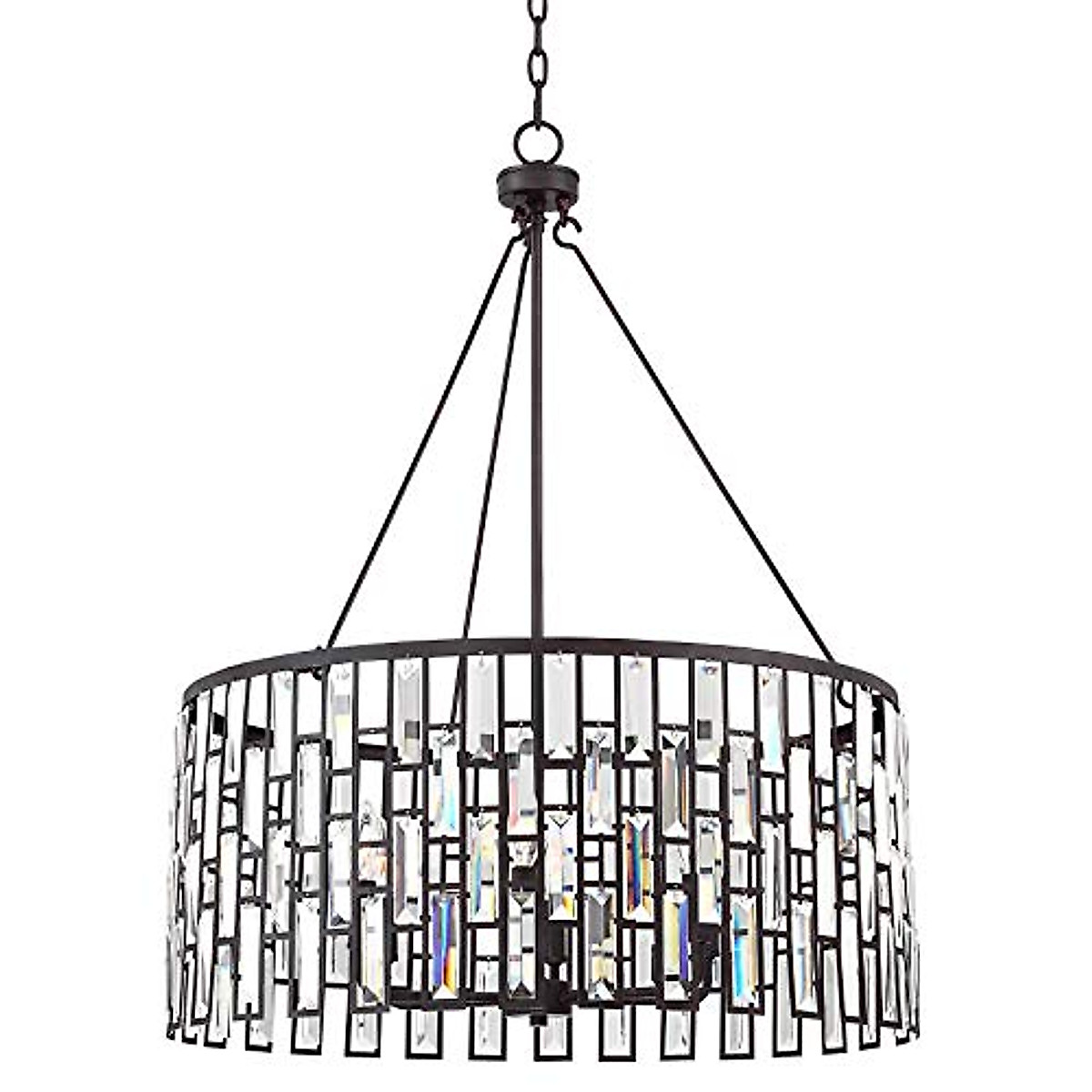 Regency Hill Aurelia Bronze Pendant Chandelier Lighting 26 3/4" Wide Modern Drum Clear Glass Shade 6-Light Fixture for Dining Room Living House Home Foyer Kitchen Island Entryway Bedroom