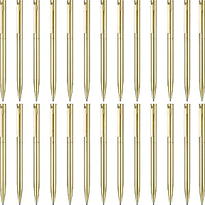 26 Pieces Slim Metallic Retractable Ballpoint Pens 1 mm Medium Point Black Ink Pen Nice Present for Wedding Business Office Supplies Teachers Students Graduation Present (Golden)