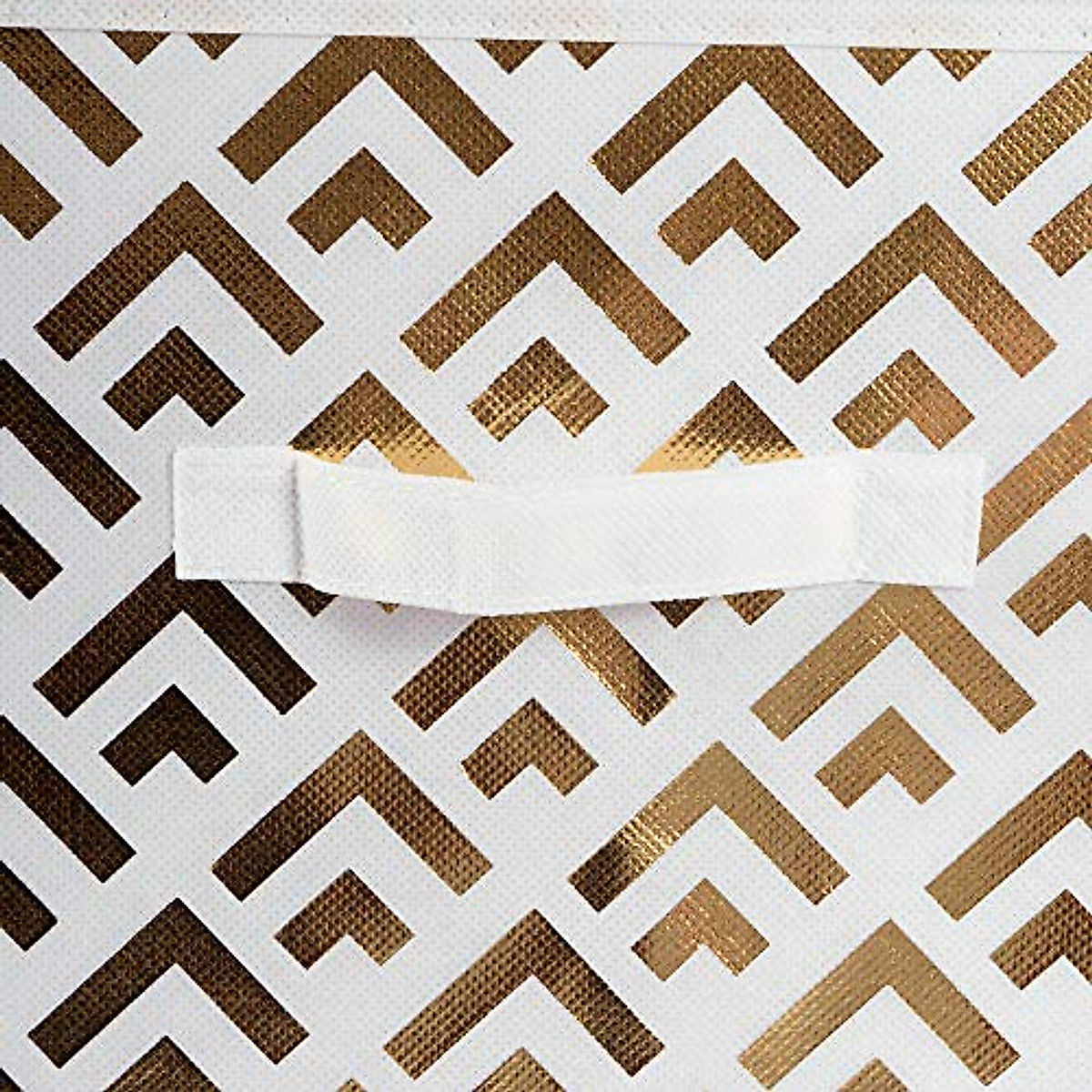 DII Non Woven Polyester Metallic Diamond Storage Bin, Small Set of 2, White/Gold