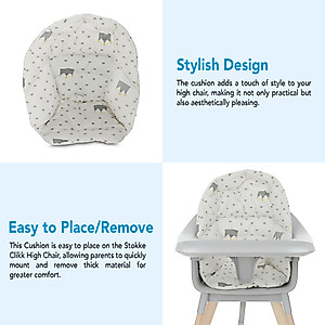 High Chair Seat Cushion Compatible with Stokke Clikk High Chair - Soft 100% Cotton Seat Pad for Stokke Clikk High Chair - Machine Washable