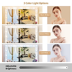 VOWNER Vanity with Lights - 43" Makeup Vanity Desk with Power Outlet, 5 Drawers and 1 Cabinet, 3 Color Lighting Modes with Adjustable Brightness,Makeup Desk with Stool for Women Girls, White