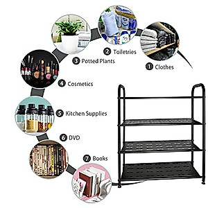 5 Tier Metal Shoe Rack Tall Shoe Shelf Storage Organizer, Show Storage Shoes Rack Garage Shelving Vertical Shoe Stand Stackable Boot, Free-Standing Shoe Racks for Entryway Hallway Living Room Closet