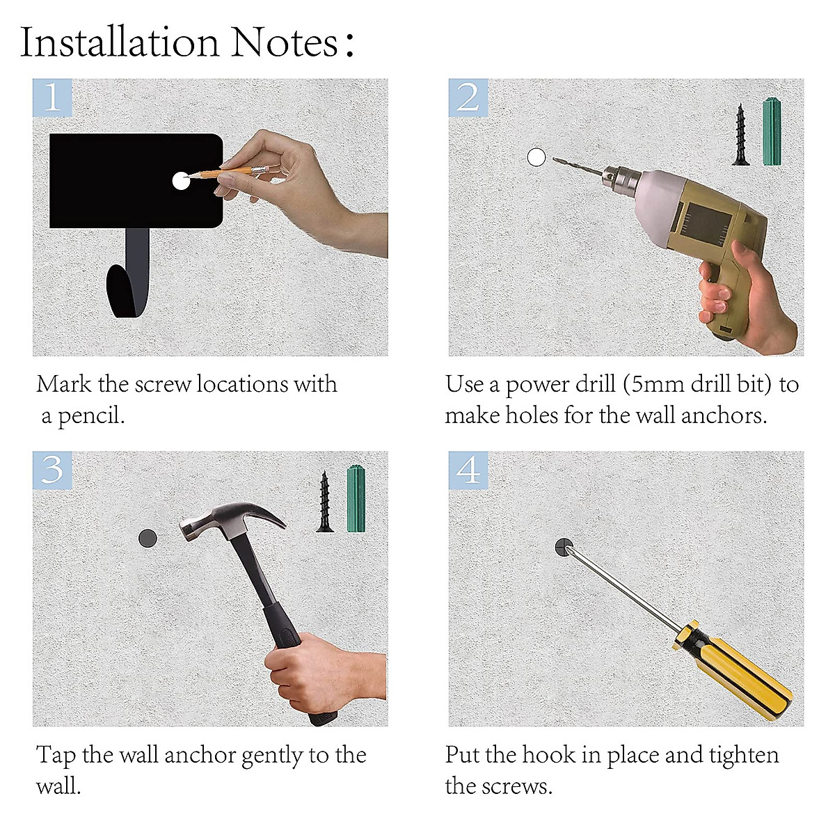 CREATCABIN Metal Key Holder Black Key Hooks Wall Mount Hanger Decor Iron Hanging Organizer Rock Decorative 6 Hooks Welcome Bear for Home Housewarming Gift Entryway Cabinet Hat Towel 10.6 x 5.5inch