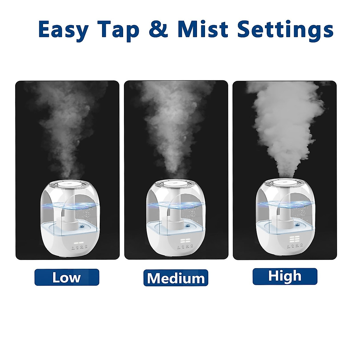 KZF Humidifiers for Bedroom, 5L Cool Mist Top Fill Humidifier, 36H Runtime, Quiet Ultrasonic Humidifiers for Baby Nursery, Home, Large Room (White) (White)