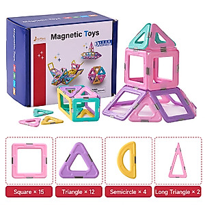 JAiiMen Magnetic Tiles Toys, Kids Building Blocks Set, 3D Magnet Tile Girls Boys STEM Toy Learning Educational Christmas Birthday Gifts for Toddlers 3 4 5 6 7 8+ Year Old