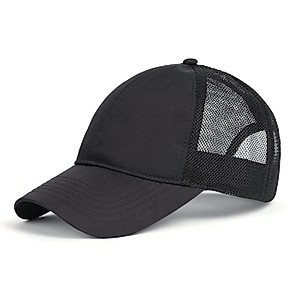 Zylioo XXL Oversize Trucker Mesh Cap,Adjustable Breathable Running Cap,Soft Crown Baseball Hat for Big Heads Black