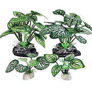 Vtapliea 4PCS Aquarium Plants Betta Fish Tank Decorations Small Size Soft Faux Silk Aquarium for Hiding Fish Reptil