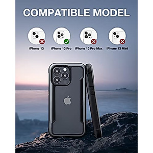 RAPTIC Shield for iPhone 13 Pro Case, Shockproof Protective Clear Case, Military 10ft Drop Tested, Durable Aluminum Frame, Anti-Yellowing Technology Case for iPhone 13 Pro, Black