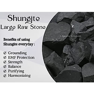 Raw Shungite Stones Crystal Rock, Real Shungite Stones for Water Purification - 30-70mm Piedra Shungite Original (5 Pieces)