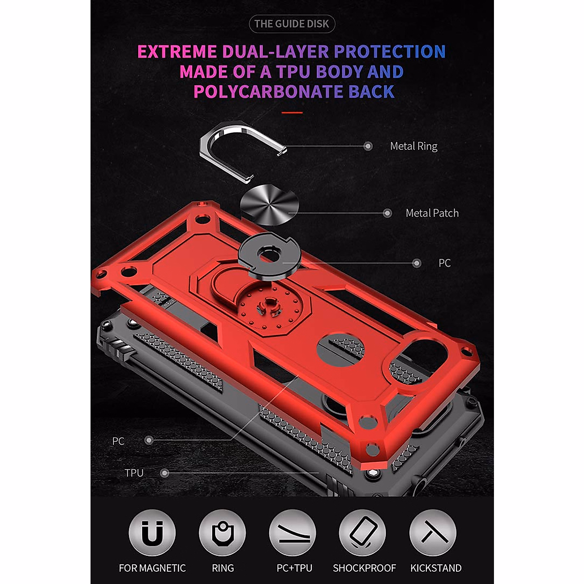 OnePlus 7 Pro Case Military Protection with Built-in 360 Rotation Kickstand Support Car Magnetic Holder for OnePlus 7 Pro 6.67" Jade