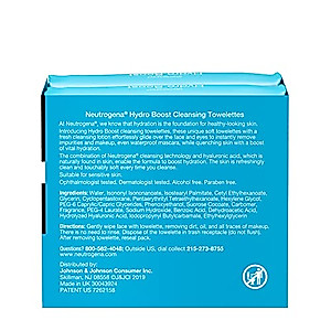 Neutrogena HydroBoost Facial Cleansing Makeup Remover Face Wipes with Hyaluronic Acid, Hydrating & Moisturizing Facial Towelettes Remove Dirt & Makeup, 100% Plant-Based Fibers, 2 x 25 ct