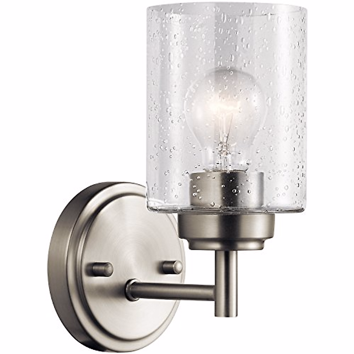 Kichler Winslow 9.25" Wall Sconce in Brushed Nickel, 1-Light Modern Wall Mount Fixture with Clear Seeded Glass , 45910NI