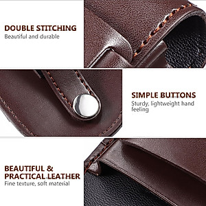 Hemobllo Leather Pocket Watch Pouch - Pocket Watch Leather Case with Bronze Chain Vintage Pocket Watch Belt Holder Case for 38mm-45mm Pocket Watch