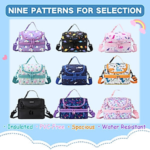 VASCHY Lunch Box Bag Kids, Insulated Two Compartments Cooler Bags for Boys Girls w Shoulder Strap for School,Daycare,Kindergarten,Picnic Shark