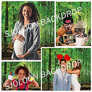 SJOLOON 7X5ft Spring Green Forest Thin Vinyl Photo Backdrops Camping Themed Baby Shower Photography Background Studio Props 10516