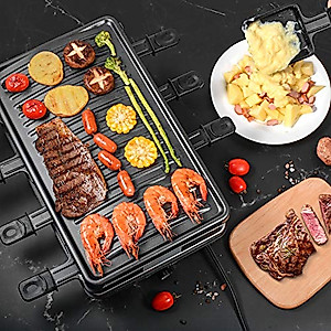AONI Raclette Table Grill, Korean BBQ Grill Electric Indoor Cheese Raclette, Removable Non-Stick Surface, Temperature Control & Dishwasher Safe, 1200W