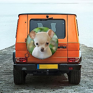 Chihuahua Dog Print Spare Tire Cover Funny Wheel Covers Waterproof Dust-Proof Wheel Protectors Fit for Trailer SUV Truck Camper 15 Inch