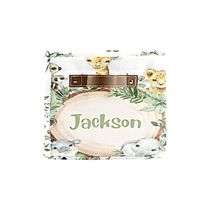 Joyestore Wild Jungle Animals Personalized Storage Bins Basket Cubic Organizer with Durable Handle for Shelves Wardrobe Nursery Toy 1 Pack