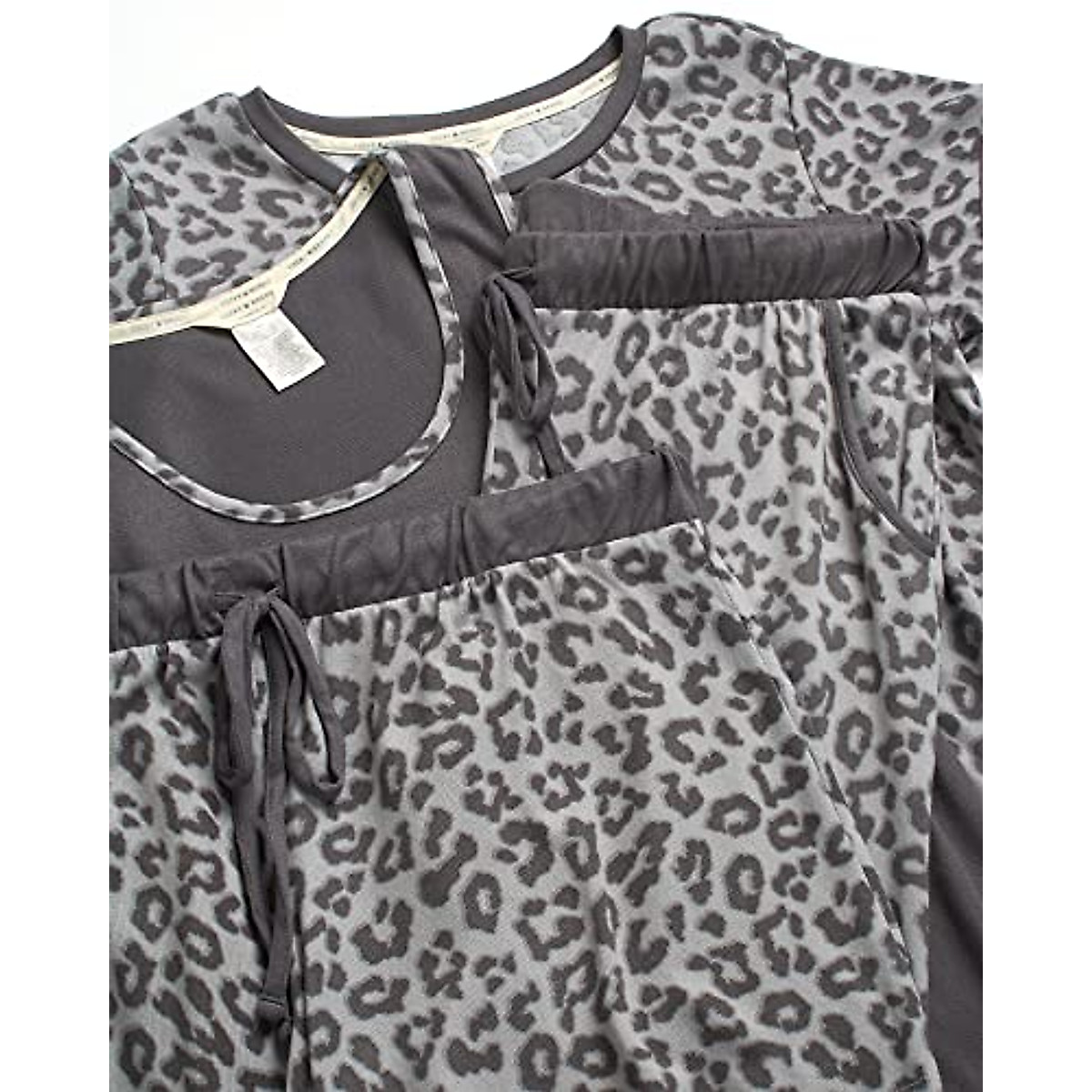 Lucky Brand Women's Pajama Set - 4 Piece Sleep Shirt, Tank Top, Pajama Pants, Lounge Shorts (S-XL), Size Medium, Grey