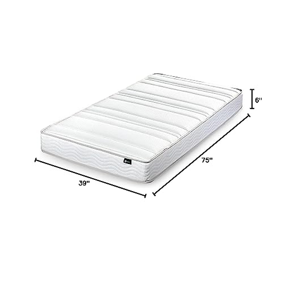 Zinus 6 Inch Foam and SpringMattress / CertiPUR-US Certified Foams /Mattress-in-a-Box, Twin, White