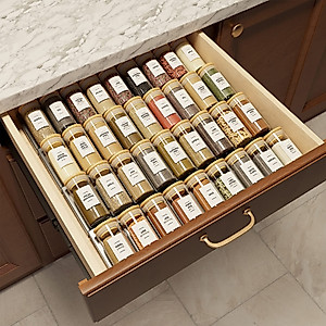 SpaceAid 24 Pcs Spice Jars with Bamboo Lids and Labels, Empty 4oz Glass Spice Bottles, Minimalist Farmhouse Spice Labels Stickers with Funnel, Seasoning Containers for Spice Rack, Cabinet and Drawer