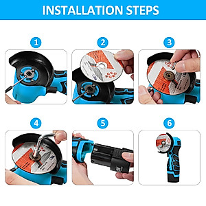 Mulcort Cordless Brush Angle Grinder Kit, 7000rpm Mini Electric Angle Grinding Tool, 2x16.8V 2000mAh Batteries and 6pcs Discs, Grinder Handheld Cutter for Metal Wood(Blue)
