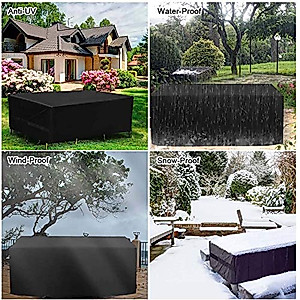 48" L x 48" W x 30" H Rectangular Garden Furniture Covers, Patio Table Cover Waterproof UV-Resistant 420D Oxford Cloth Outdoor Patio Furniture Covers