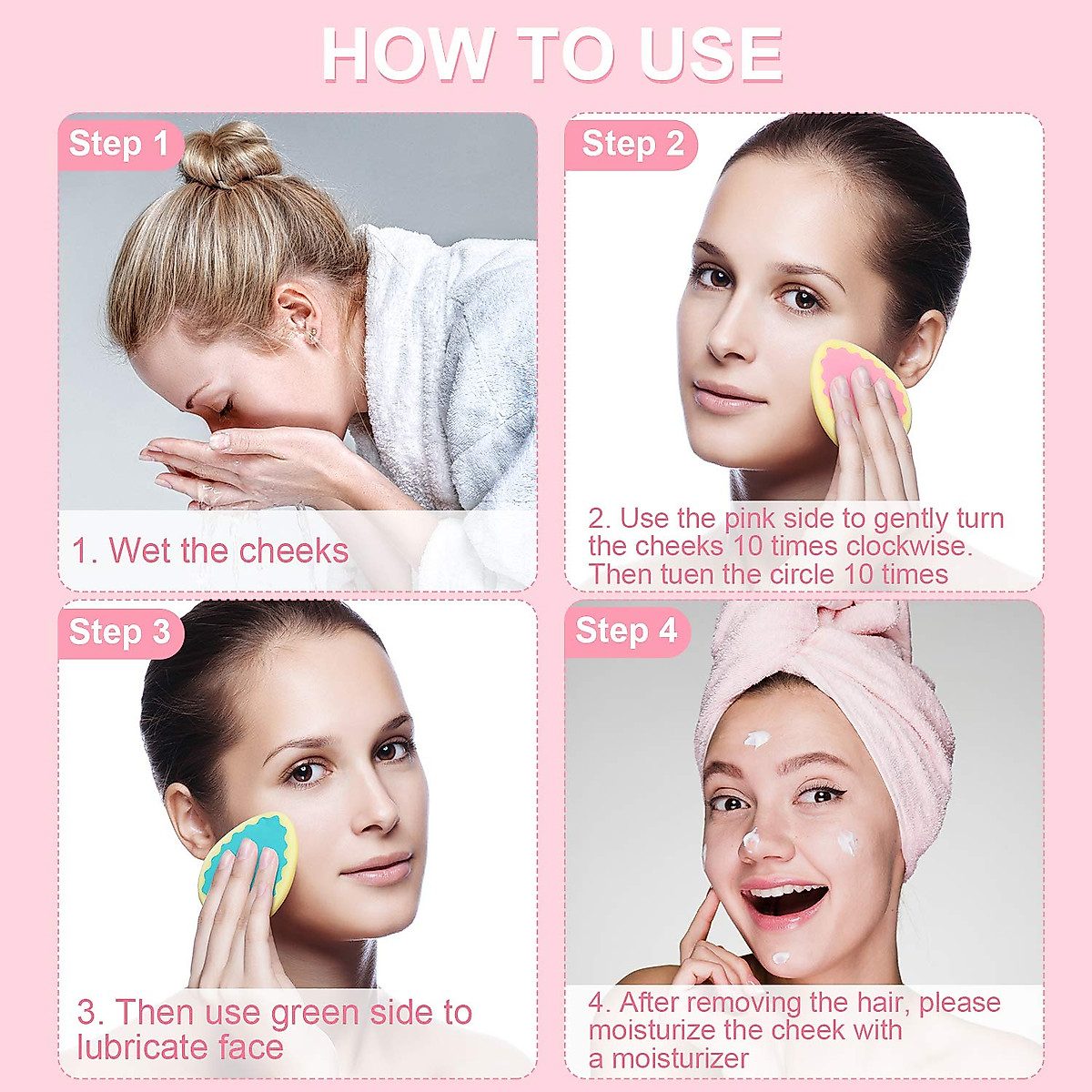 Boao 6 Pieces Hair Removal Sponge Depilation Pads Painless Hair Removal Sponge for Face, Leg, Arm and Body Physical Hair Removal Tool