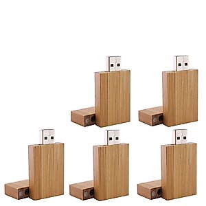 5 Pack Rectangle Wood 2.0/3.0 USB Flash Drive USB Disk Memory Stick with Wooden (2.0/16GB)