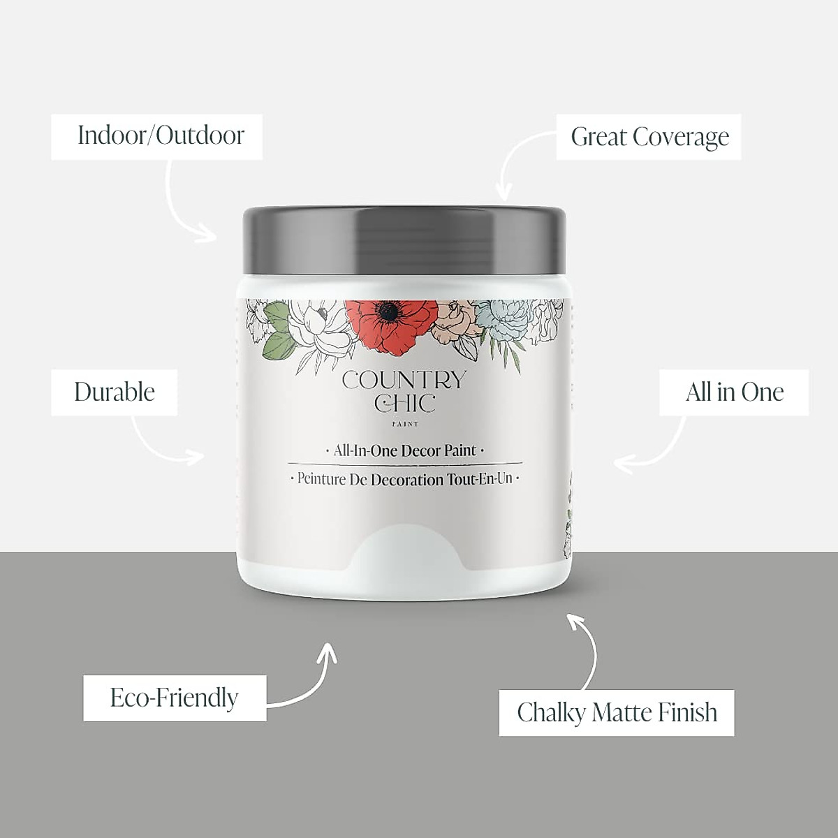 Chalk Style Paint - for Furniture, Home Decor, Crafts - Eco-Friendly - All-in-One - No Wax Needed (Simplicity [White], Sample (4 oz))