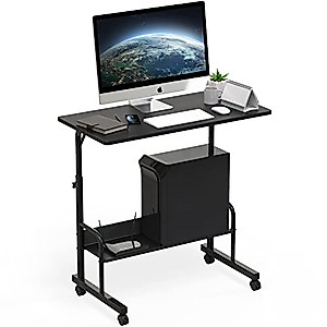 SHW Adjustable Standing Mobile Desk, Black