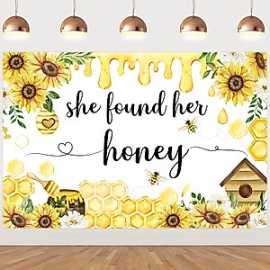 Wonmelody Bee Bridal Shower Decorations Backdrop She Found Her Honey Backdrop Banner Bride to Bee Bridal Shower Decorations Photo Background Meant to Bee Bachelorette Decors for Bee Themed Engagement