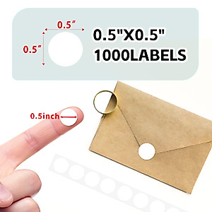 PARLAIM 0.5" Round Color Coding Circle Dot Labels on a Roll, 1000 Stickers in Plastic Dispenser Box, 1/2 inch Diameter, White
