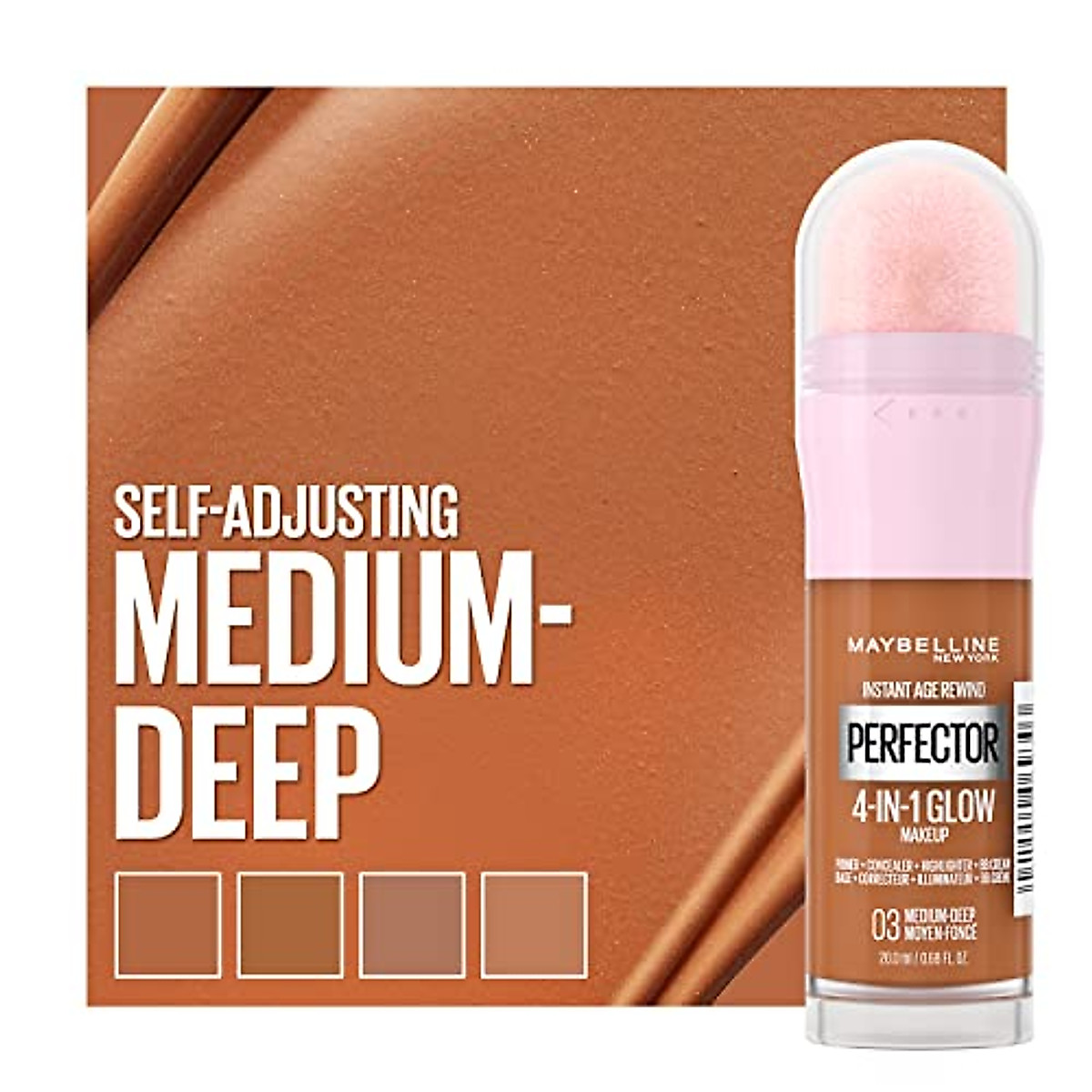 Maybelline New York Instant Age Rewind Instant Perfector 4-In-1 Glow Makeup, Medium/Deep