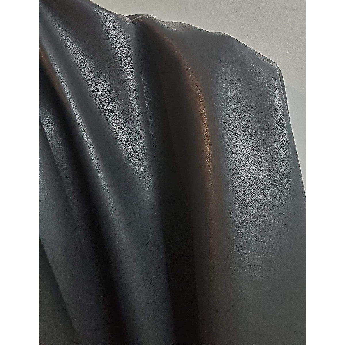 NAT Leathers™ | Black Garment Weight Thin Faux (Peta-Approved Vegan) Leather Synthetic Pleather 0.7 mm Stretch 1 Yard 52 x 36 inches Soft Smooth for Garments, Pants, Skirts Shirts 0.7 mm
