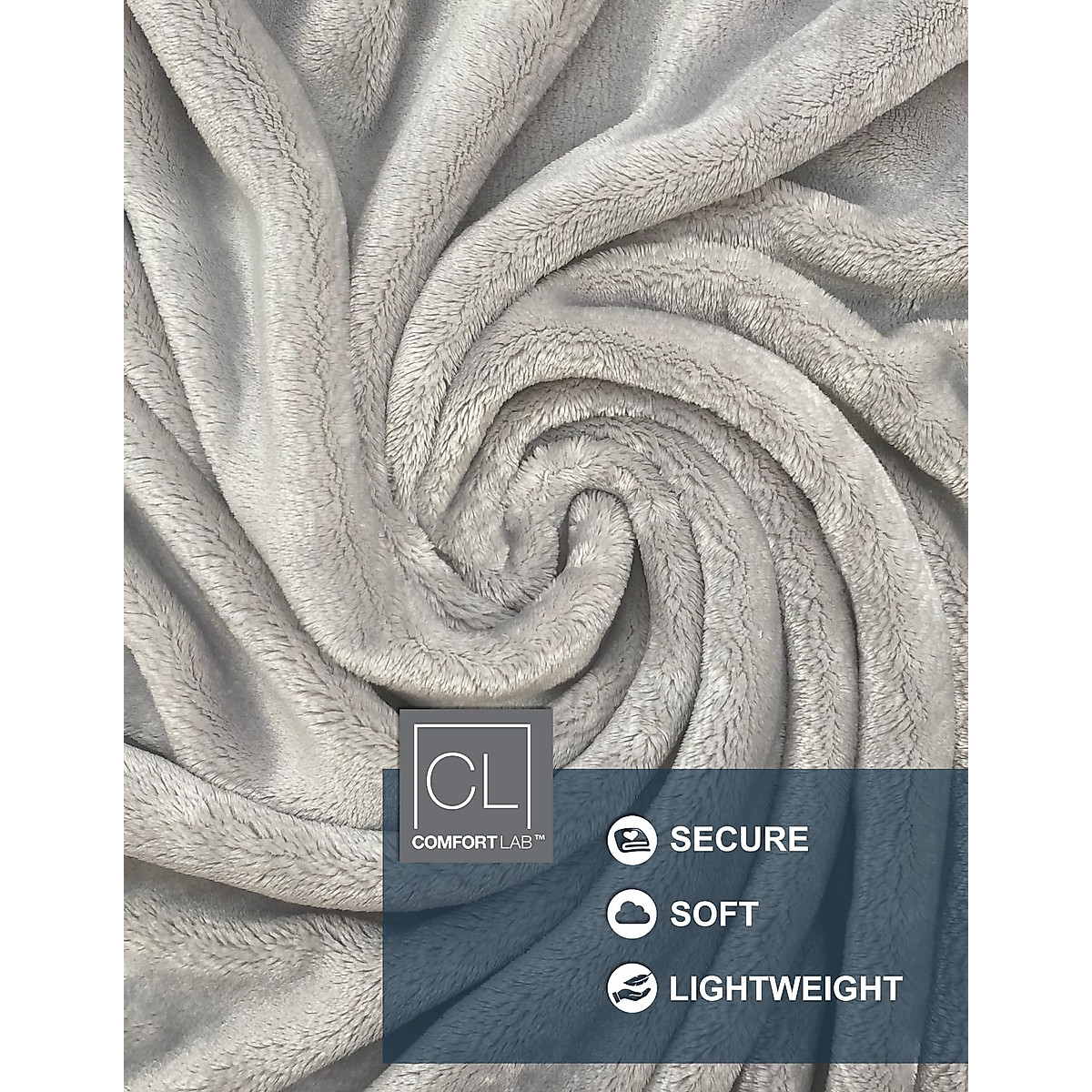 Comfort Lab Plush Flannel Throw Blanket - Soft, Lightweight, Giftable Fleece Blanket for Couch, Bed & Home Decor - Anti Pilling and Non Shedding Fleece Couch Throw - Kids/Pet (40" x 50") - Grey