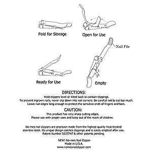 No-mes Toenail Clipper, Catches Clippings, Patented Ergonomic Grip, Made in USA